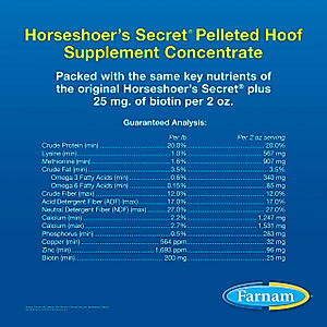 Farnam Horseshoer's Secret Pelleted Hoof Supplements Concentrate, Economic formula with 25 mg. of biotin per 2 ounce serving, 11.25 lb, 90 day supply
