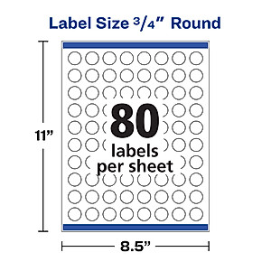 Avery Printable Round Labels with Sure Feed, 3/4" Diameter, Matte White, 800 Customizable Labels (4221)