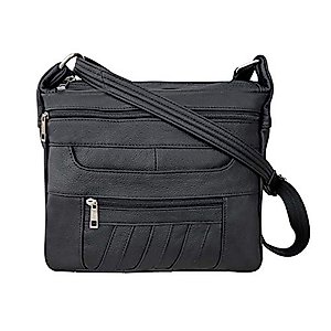 Black Leather Concealed Carry Handbag Roma 7082