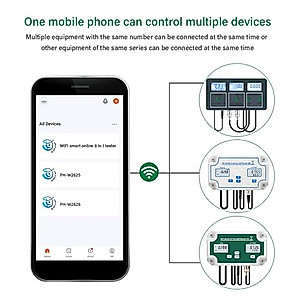 Kadxyan 8 in 1 Water Quality Tester, PH/EC/TDS/Salt/S.G/CF/ORP/Temperature Water Quality Monitor, Tuya WiFi Smart Wall-Mounted Water Detector for Fish Tank, Aquarium, Sea Water, Swimming Pool