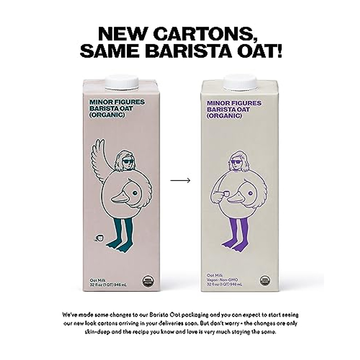 Minor Figures - Oat Milk, Organic Barista, 32 Fl oz x 6 Cartons, Dairy Free & Vegan, No Added Sugar, Long Shelf Life, 6 pack