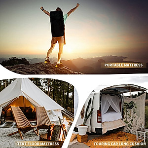 MAXYOYO Daybed Futon Mattress Window Seat Cushion, Cot Size Single Futon Mattress, Portable Roll Up Camping Mattress Long Cushion Sleeping Pad for Couch Travel Car, Turquoise, 75" x 30"