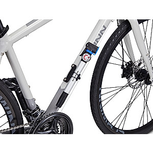 Schwinn Air Sport Plus, Bike Frame Hand Pump with Rotating Pump Head, Pressure Gauge, Pumps 120 Max PSI, Dual Head Fits Schrader and Presta Valve Types, Silver