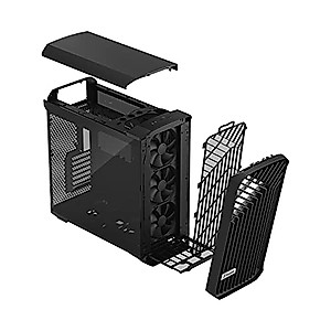 Fractal Design Torrent Black - Dark Tint Tempered Glass Side Panel - Open Grille for Maximum air Intake - Two 180mm PWM and Three 140mm Fans Included - Type C - ATX Airflow Mid Tower PC Gaming Case
