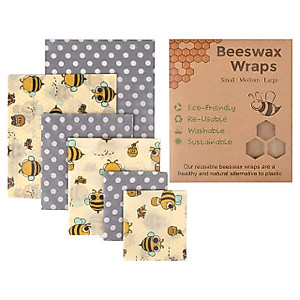 Reusable Beeswax Food Wraps Assorted 6 Pack by Eco Hive, Eco Friendly Food Wraps, Biodegradable, Sustainable Plastic Free Food Storage- Save the Planet Say Goodbye to Plastic