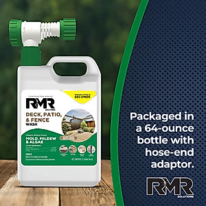 RMR Deck, Patio, & Fence Wash - Commercial-Grade Outdoor Stain Remover for Mold, Mildew, and Algae, 64 Ounce Bottle with Hose-End Adapter