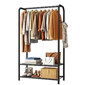 SINGAYE Clothing Racks For Hanging Clothes Rack Portable Closet Garment Coat Rack With Shelves Heavy Duty Hanger Stand Wardrobe Free Standing Closet