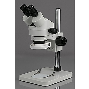 7X-45X Stereo Binocular Microscope with 14" Pillar Stand & 64-LED Ring Light