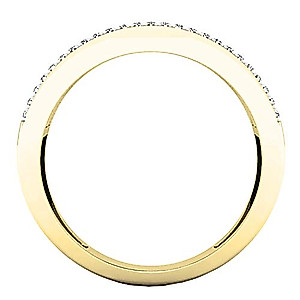 Dazzlingrock Collection Round Graduating Blue Sapphire with White Diamond Alternating Row Wedding Band for Women in 14K Yellow Gold Size 9