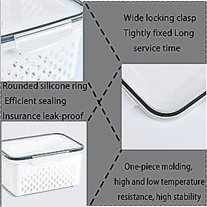 Topifare 6 Pack Fruit Storage Containers for Fridge with Strainer and Lids Fruit Containers for Fridge for Vegetable Storage, Fresh Fruits, Salad