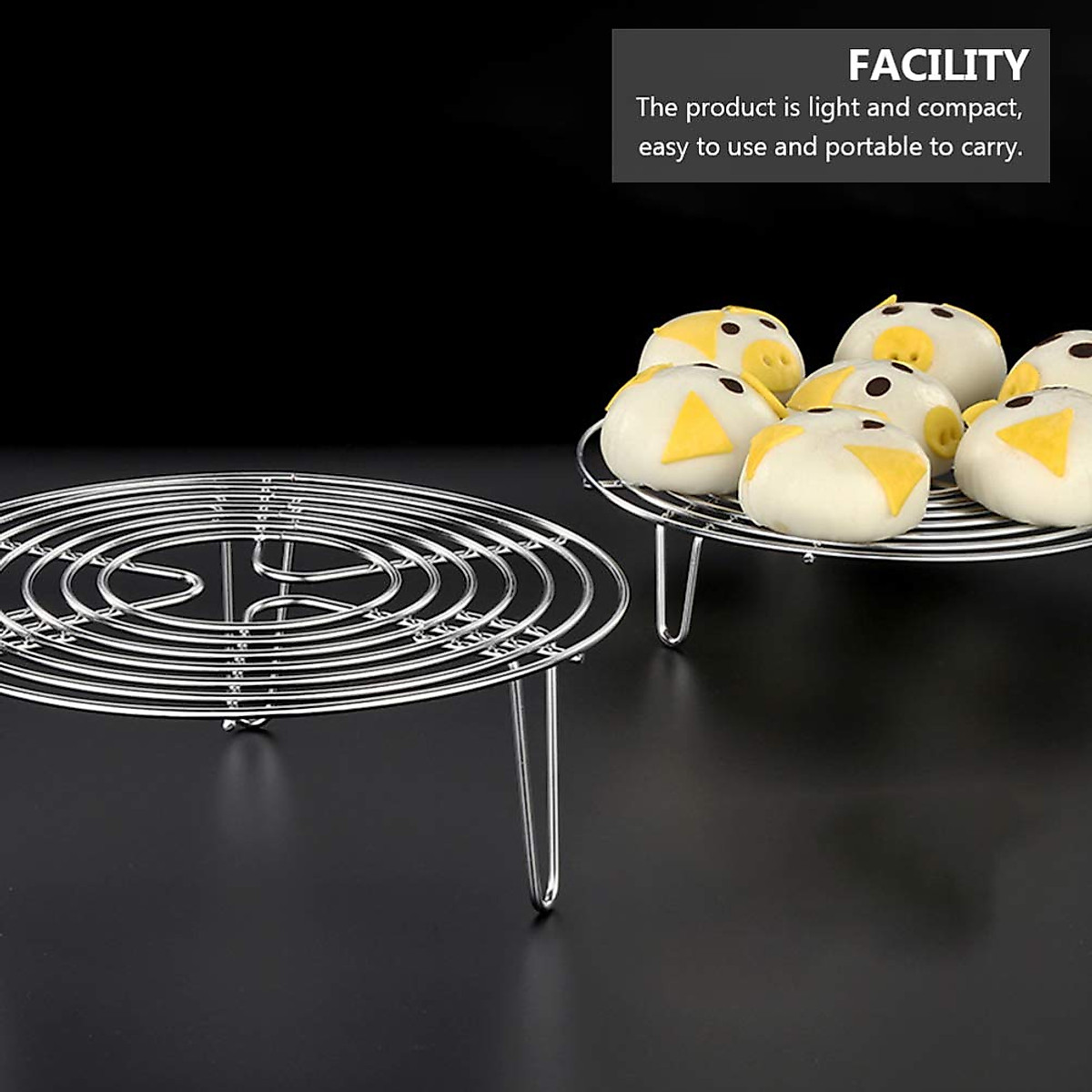 Cabilock Round Cooking Rack Stainless Steel Steamer Rack Grilling Rack Canning Rack Cooling Rack for Baking Canning Cooking 7.9x2.8 inch