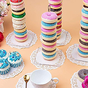 weddingwish Acrylic Donut Stands Clear Donut Bagels Display Stand Holder，Bagels Holder Doughnut Display Stand Tower for Wedding Birthday Treat Parties, Class Reunion, Children's Birthday Party,6 PCS