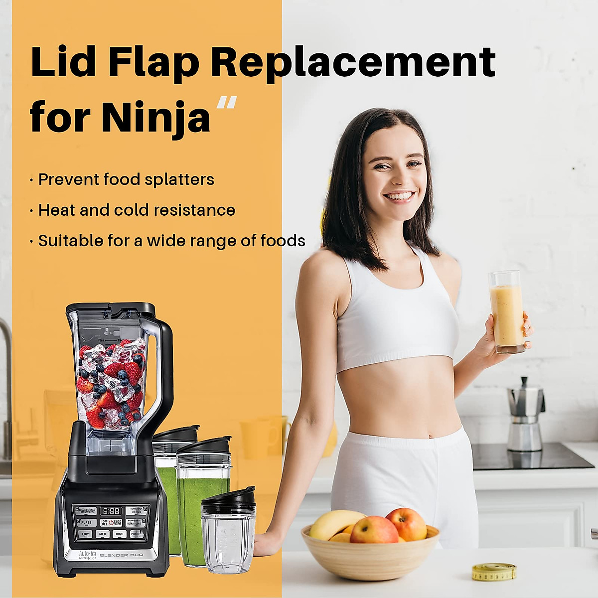 Blender Lid Replacement for Ninja, Spout Cover Blender Top Replacement Parts for Ninja Locking Lid 72 oz Pitcher BL610 BL770 BN701 BN801