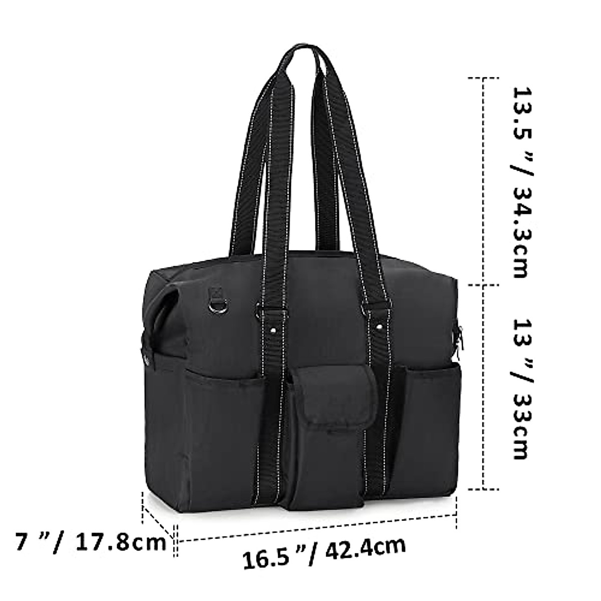 Damero Nurse Bag for Work, Home Health Nurse Bag with Zip-Top Closure and Side Fasten Snaps for Home Visits, Health Care, Black