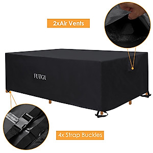 Outdoor Patio Furniture Covers Waterproof, Rectangle 600D Heavy Duty Oxford Covers for Patio Furnitures as General Table Chair Bay Sofa, UV Proof Wind Proof Snow Resistant in Winter