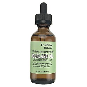 Squalane 100% Pure Plant Derived Face Oil 2 Fl Oz All Natural, Hydrates Nourish Moisturize Skin Face Body and Hair for All Skin Types