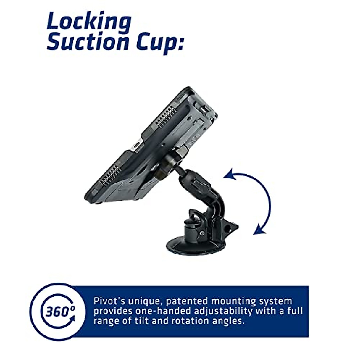 PIVOT Single Suction Cup Mount - Curved Arm - Supports Multi-Angle Display and Viewing - for Professional Pilots, General Aviation