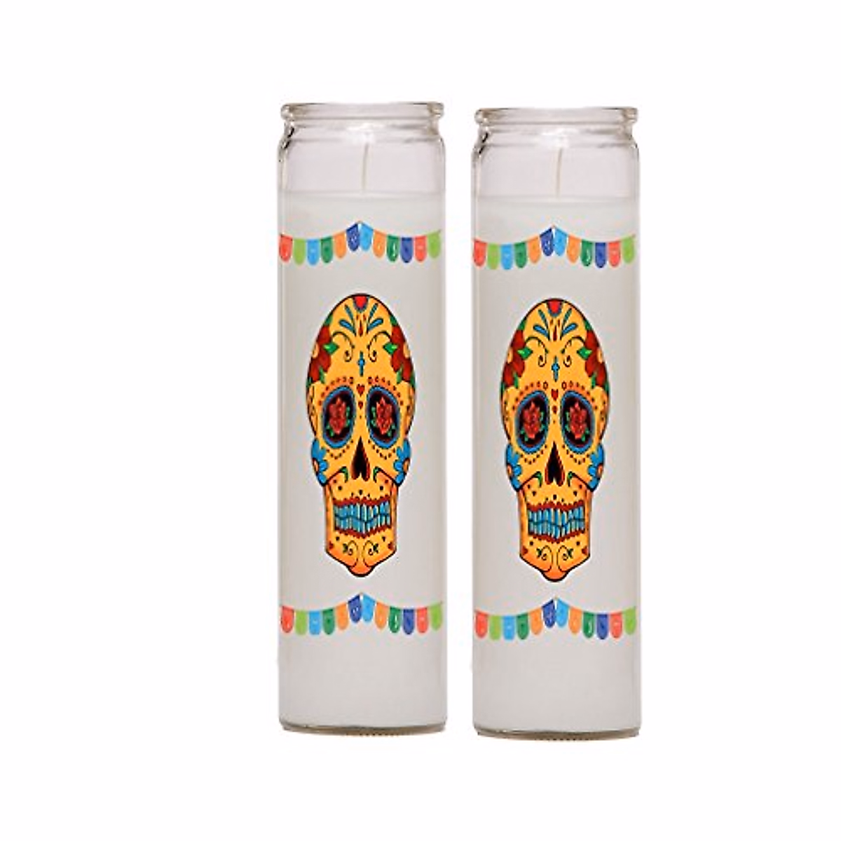 Gifts by Lulee, LLC Dia de Los Muertos Day of The Dead Calavera Catrina Set of Two 7 Day Candles in Glass Jar Style5