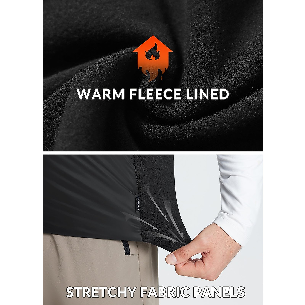 BALEAF Men's Lightweight Puffer Vest, Winter Quilted Hiking Sleeveless Vest, Water Resistant Warm Fleece Outerwear for Travel Golf Running Cycling Black XL