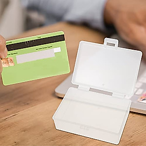 Operitacx 10Pcs Battery Storage Organizer Stackable Plastic Storage Bin Clear Storage Case Holder Container with Hinged Lid for Keeping Small Parts Coints Screws Business Cards Game Pieces Crafts