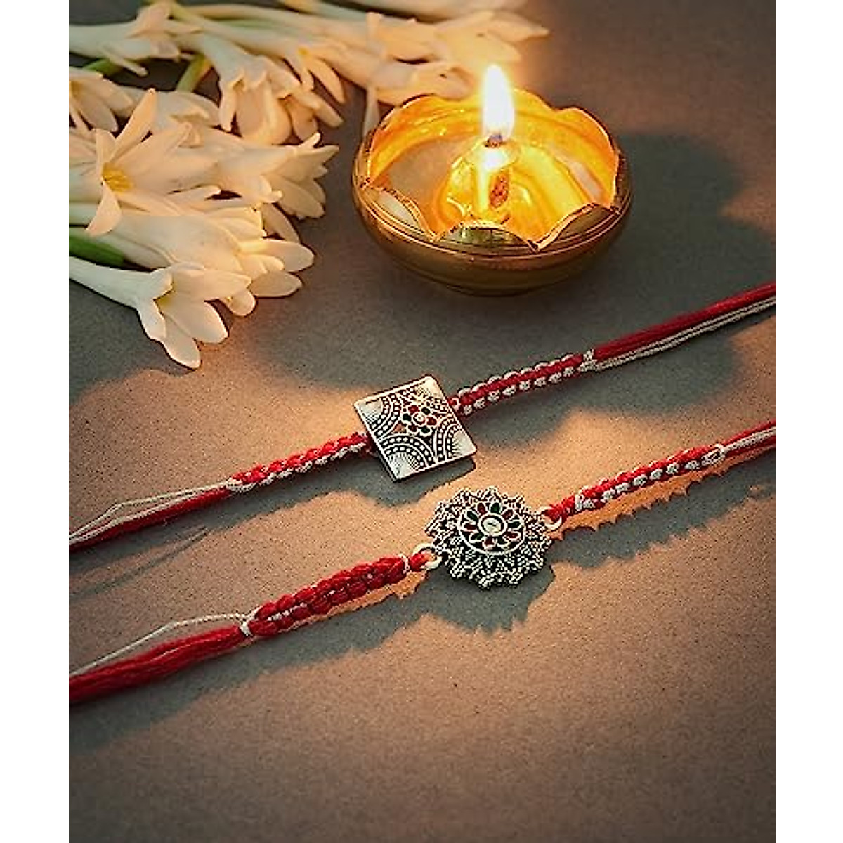 Eximious India Set of 2 Rakhi For Brother With Card Oxidised Silver Pendant For Raksha Bandhan Designer Rakhi Thread for Bhaiya 02