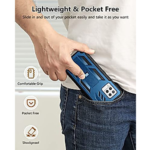 SOiOS for Samsung Galaxy A42-5G Case: TPU Soft Shockproof Protection | Hard Armor Design Shell - Heavy Duty Military Grade Drop Proof Durable Cell Phone Protective Cover with Kickstand for A42 Blue