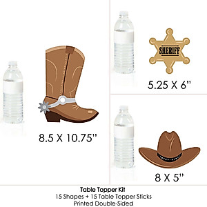Big Dot of Happiness Western Hoedown - Wild West Cowboy Party Centerpiece Sticks - Table Toppers - Set of 15