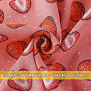 Sanlykate Extra Large Laundry Bag with Drawstring Closure and Handle, 28 x 40 Inch Heavy Duty Travel Dirty Clothes Bag for Laundromat and Household, Pink Strawberry