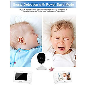 Baby Monitor, 4.3'' Video Baby Monitor with 2 Cameras, Night Vision, Temperature Monitoring, 5 Lullabies, 2-Way Talk, VOX Mode, Feeding Time Alarm, Support up to 4 Cams, 1000ft Stable Transmission