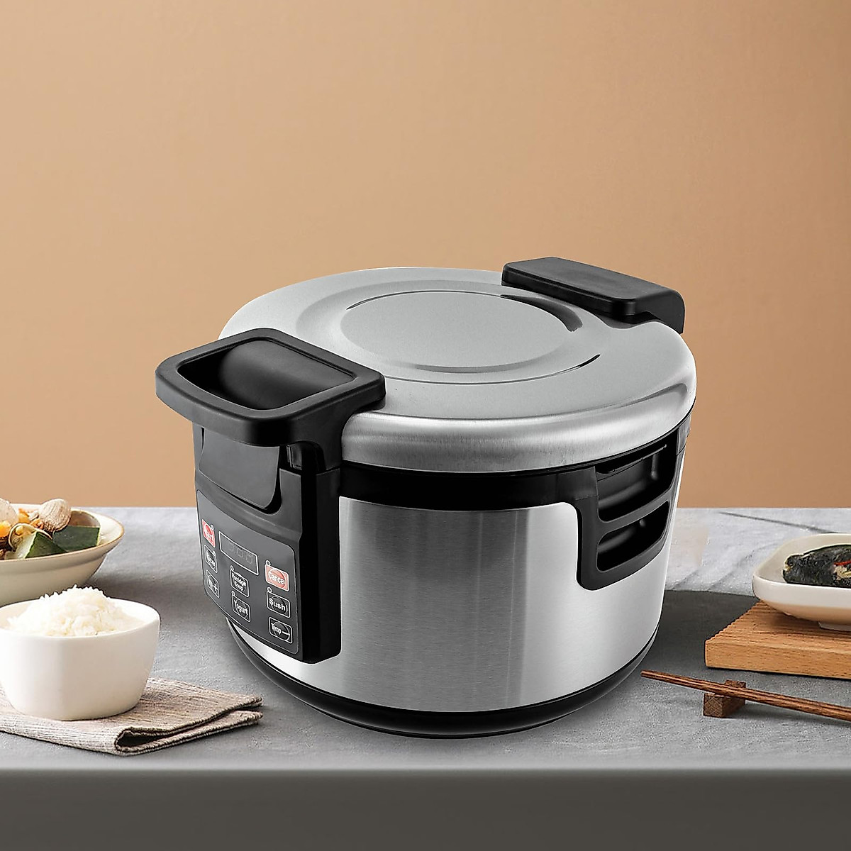 REHOUPTU Rice Warmer with Inner Pot, Commercial Rice Warmer with Display (Warm Function Only, Not Cooker) Stainless Steel Exterior, Non-Stick Insert Pot-19 L/20QT, Use for Hotel, Canteen