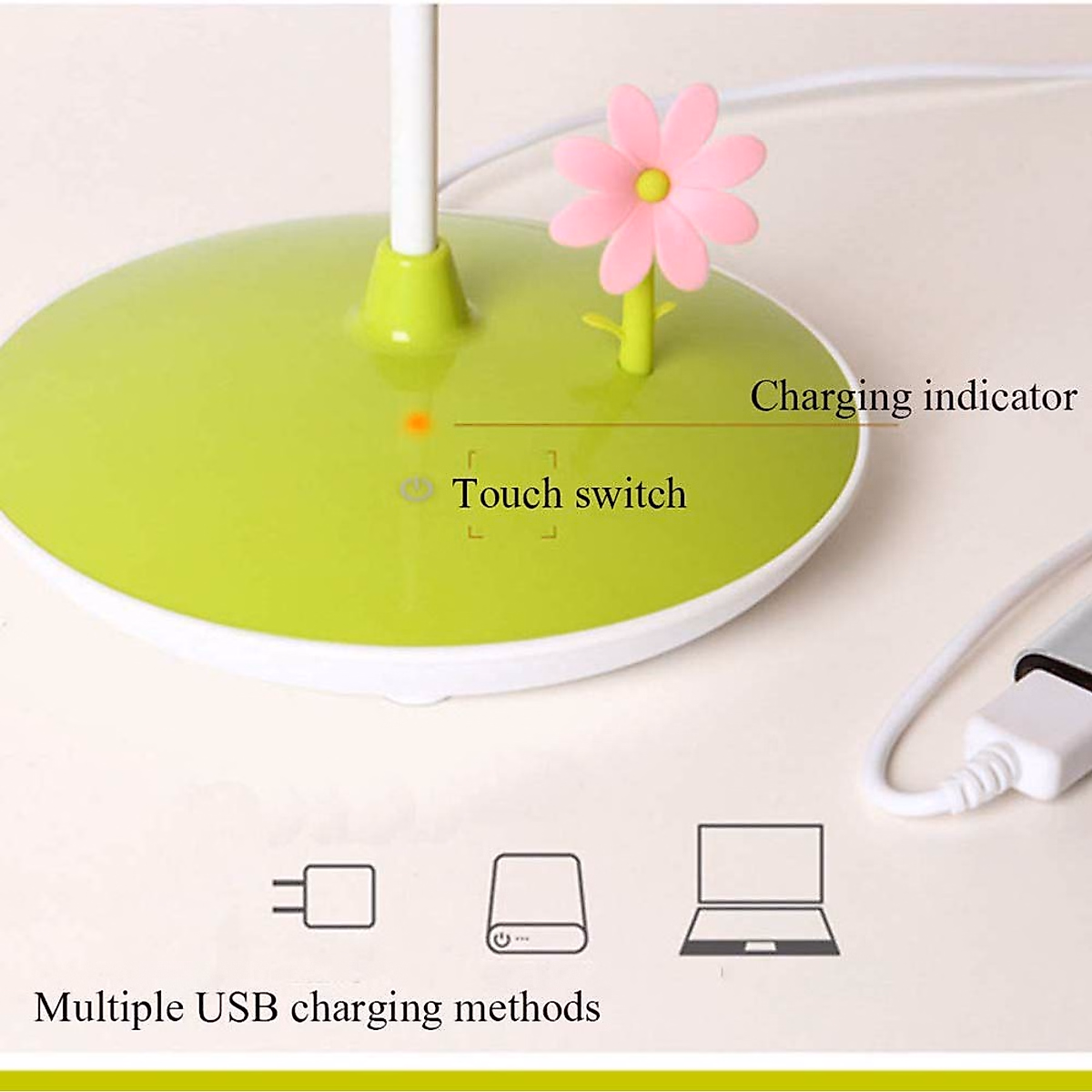 AVEKI Cute Bumblebee LED Desk Lamp Touch Control Dimming 3 Brightness and 360°Flexible Gooseneck Eye-Care USB Rechargeable Lamp for Teens