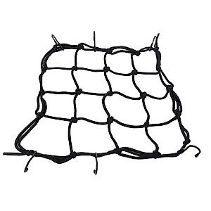 Cargo Net, 30x30cm Motorcycle 6 Adjustable Plastic Hook Hold Down Cargo Web Bungee Cord Packing Mesh Net Gear Luggage Netting with Small Mesh(Black)