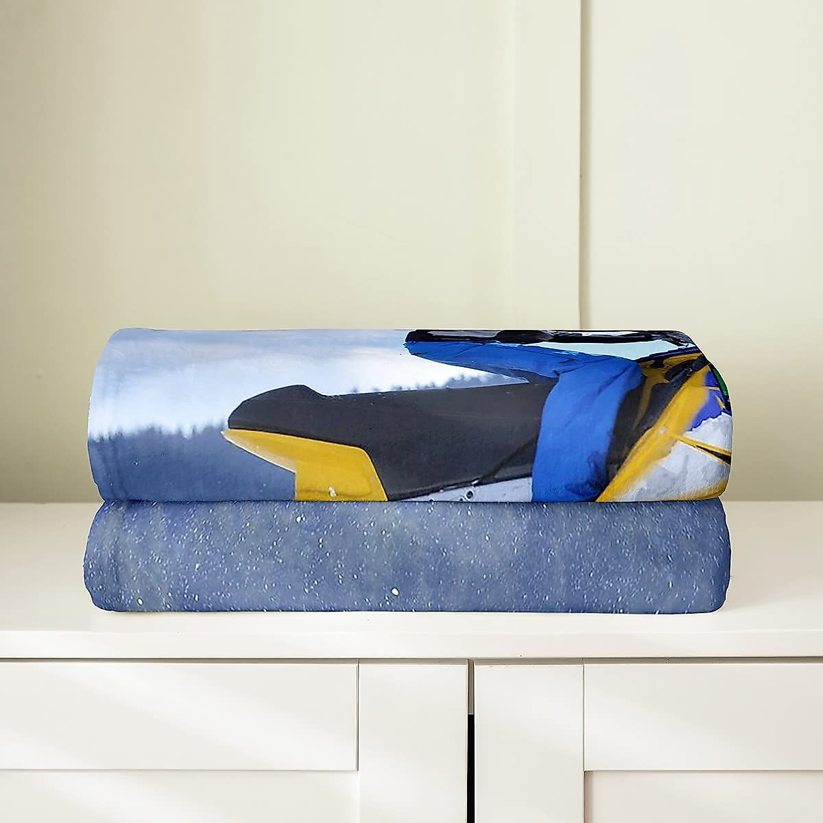 Snowmobile Pattern Fleece Throw Blanket Kids,Winter Extreme Sports Flannel Fuzzy Blanket for Bed Sofa Couch,Sports Theme All Season Bed Blanket Breathable Plush Blanket Room Decor 40"x50"