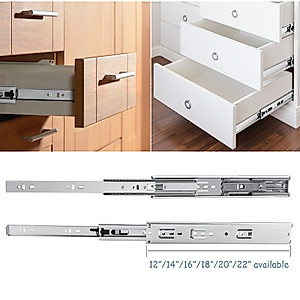 Gobrico Drawer Hardware 16-inch Hydraulic Soft Self Close Drawer Slides Full Extension Ball Bearing Drawer Runners 3Folds 100 lb. 1Pair