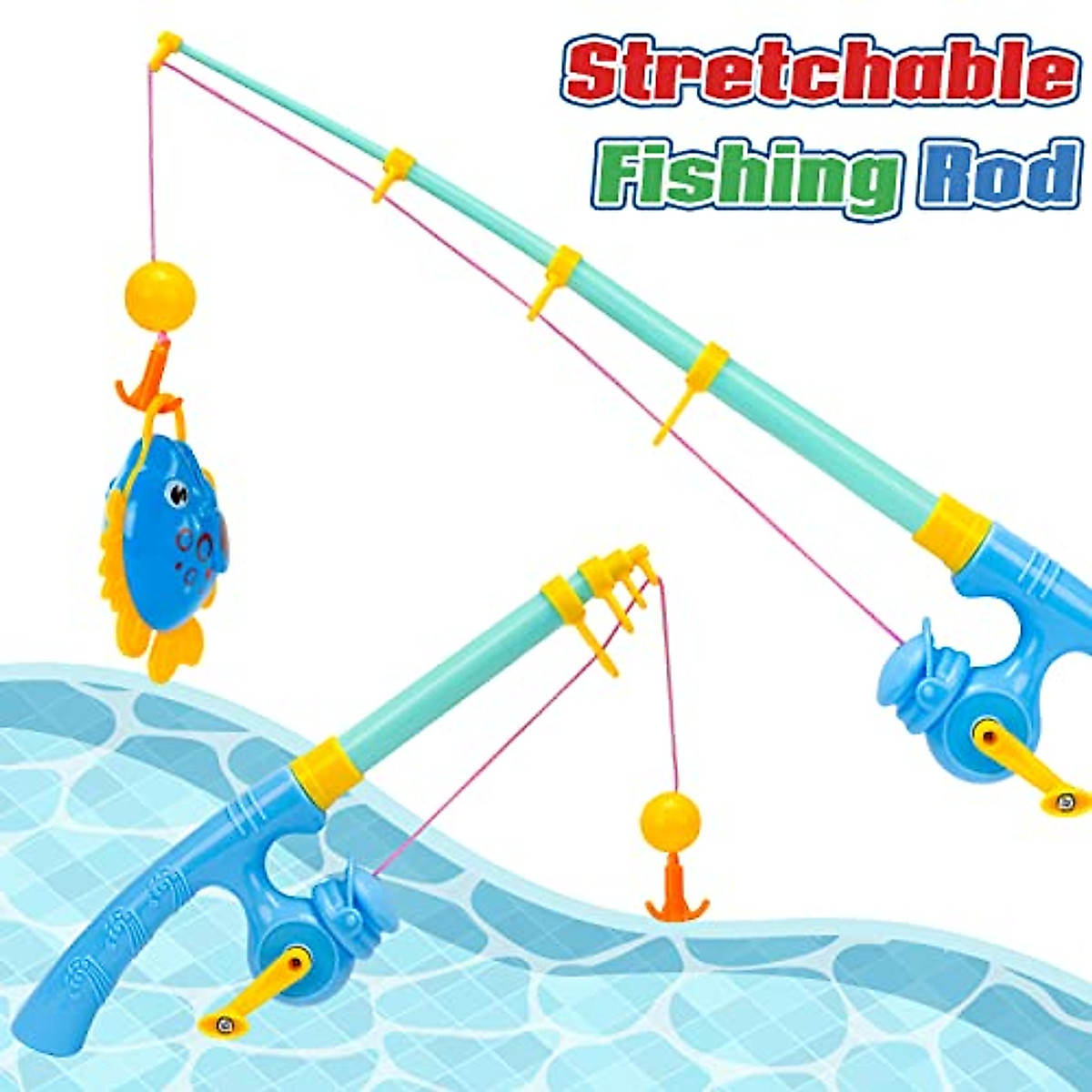 Shindel Bath Toys for Toddler, 14PCS Fishing Wind-up Bath Toys Yellow Duck Toys Bath Time Bathtub Toys for Toddlers Baby Kids Infant Girls Boys Bathroom for Age of 18 Months and up