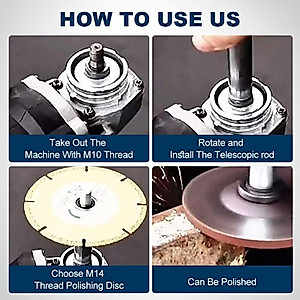 Angle Grinder Extension Connecting Rod, 2024 Upgrade M10 Thread Polishing Machine Adapter Lever, Angle Grinder Extension for 100 Type Angle Grinder/Polisher (2)