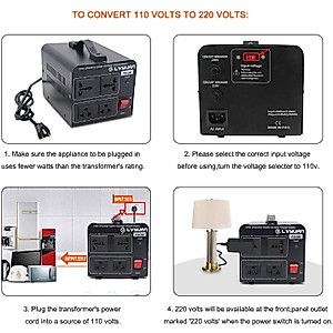 Cantonape Voltage Transformer Converter 2000 Watt Step Up/Down Convert from 110-120 Volt to 220-240 Volt and from 220-240 Volt to 110-120 Volt with 2 US Outlets, 2 Universal Outlets
