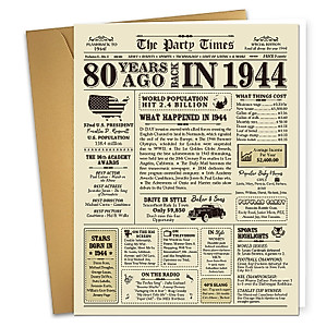 Ogeby Funny 80th Birthday Gifts for Women Men, Jumbo 80th Birthday Card for Dad Mom Grandma, Gifts for 80 year old woman, Vintage Back in 1944 Birthday Cards Gifts