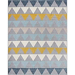 Well Woven Mystic Nova Grey Modern Geometric 5'3" x 7'3" Distressed Area Rug, 5 ft 3 in x 7 ft 3