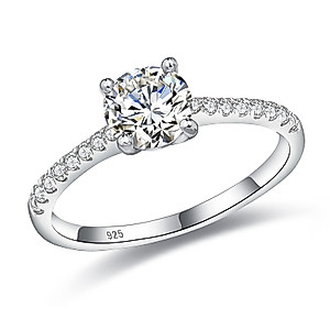 DAYBYDAY Moissanite Rings for Women 925 Sterling Silver 1ct Created Diamond Moissanite Engagement Ring Size 8