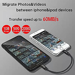 AMZPILOT Compatible for iPhone to iPhone Transfer Cable, iOS 14 to 8 pin OTG Cable Male to Male Data Migration Wired Cord Sync Photo/Video, for iPhone Series 13/12 Mini/Pro Max/11/Xs/Xr/X/8 - 1FT