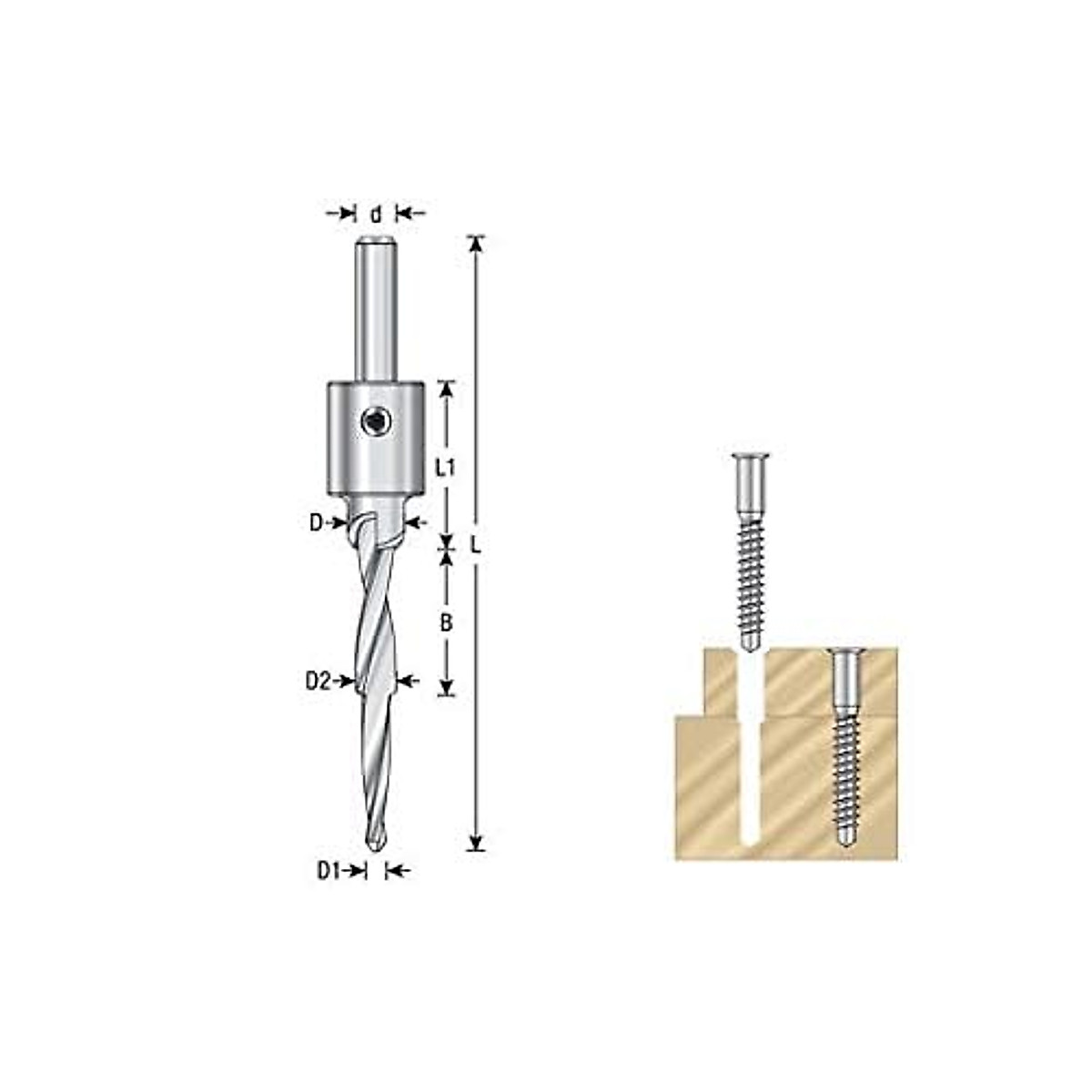 Amana Tool - 55650 Rta Furniture Drill/Countersink Assembly 10mm Dia x 106mm Long x 7mm Sh