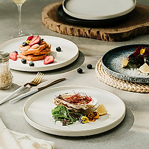 S&Q'S CERAMICS S&Q Dinner Plates Set of 6, 10.5 inch Matte Off-White Plates Ceramic Dinnerware Serving Dishes for Kitchen, Microwave and Dishwasher Safe, Scratch Resistant (Glazed Matte Off-White)