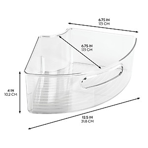 iDesign Plastic Lazy Susan Cabinet Storage Bin, 1/4 Wedge Container for Kitchen, Pantry, Counter, BPA-Free, 12.75" x 7.5" x 4.25", Set of 4, Clear
