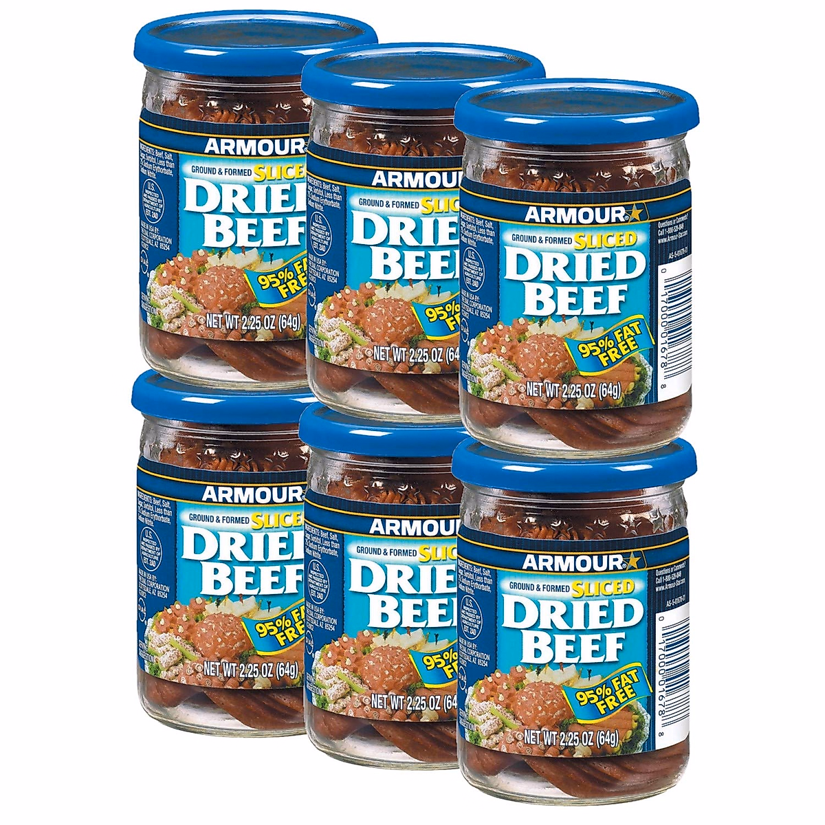Armour Star Sliced Dried Beef, Jarred Meat, 2.25 OZ | 6 Count_AB