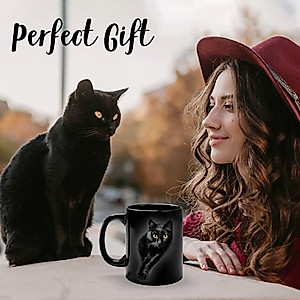 Warmstorey Black Cat Mug, Black Cat Ceramic Coffee Mug, Black Cat Gifts for Women - Men - Cat Lovers, Birthday - Mothers Day - Fathers Day Idea for Black Cat Lovers - Black Cat Mom - Black Cat Dad