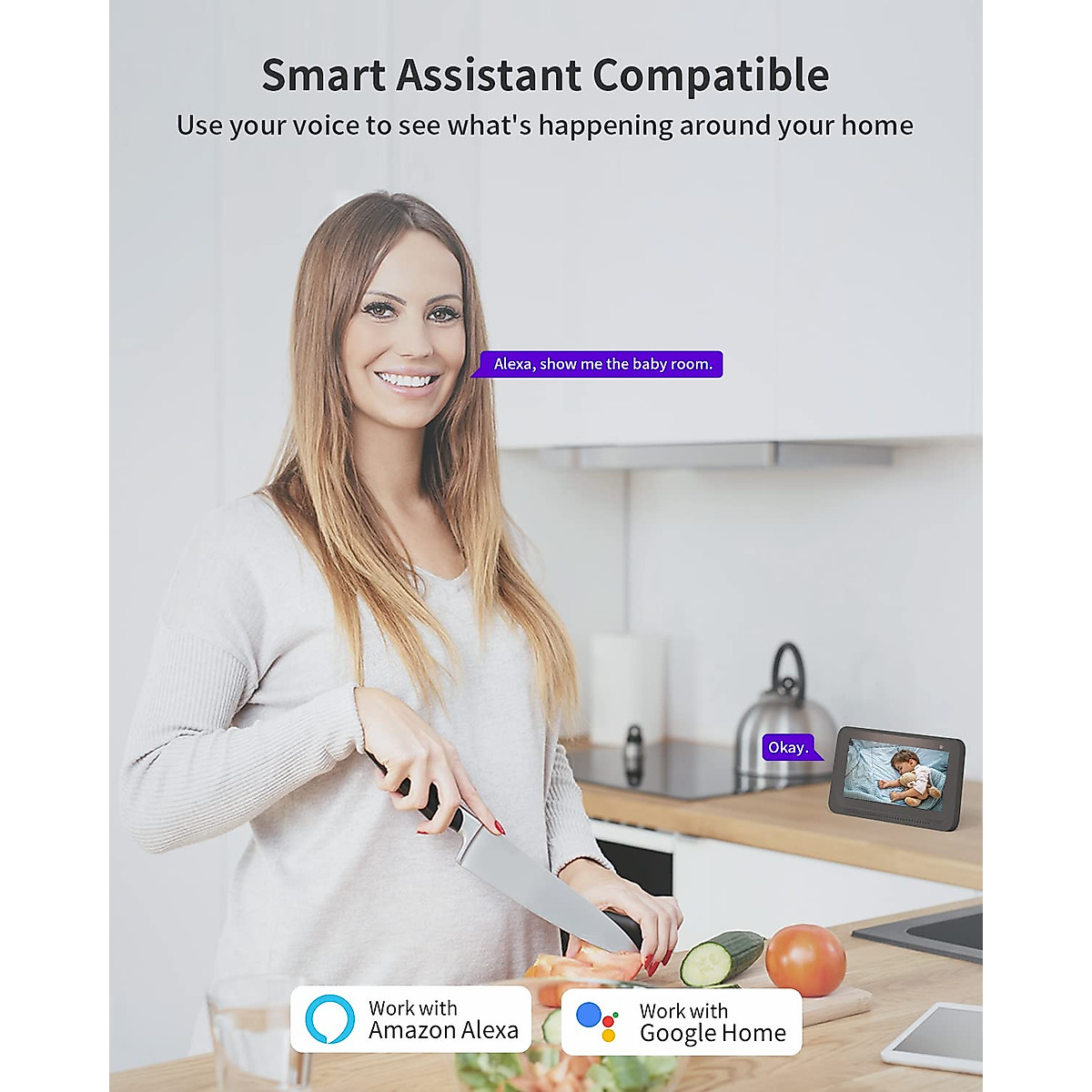 Xbro Security Camera/Baby Monitor, 1080P HD Indoor Camera Includes Night Vision, Motion &Sound Detection, 2-Way Audio, Cloud & SD Card Storage, Compatible with Alexa and Google Assistant