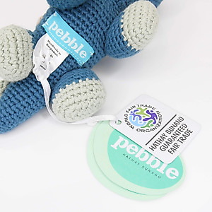 Pebble | Handmade Dinosaur - Blue | Organic Cotton | Crochet | Fair Trade | Pretend | Imaginative Play | Stegosaurus | Machine Washable