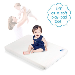 Bi-Comfer 3.25 Inch Thick Portable Travel Pack n Play Memory Foam Infant and Toddler Mini Crib and Play Pen Mattress Pad w/ Waterproof Washable Cover