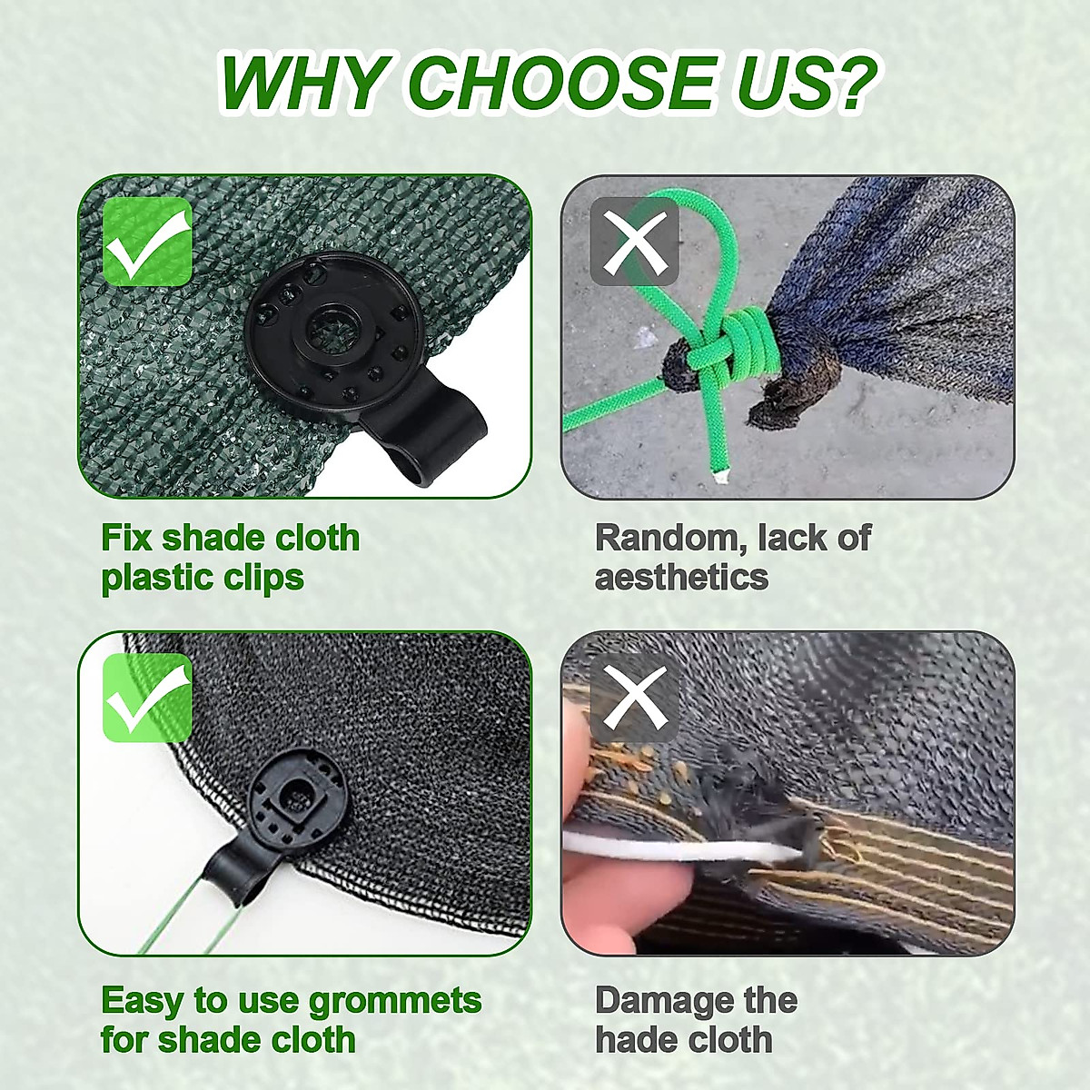 50 Pcs Shade Cloth Clips, 2024 Shade Cloth Plastic Clips Greenhouse Shade Cloth Fix Clamp, Windproof Awning Clamp Grip Tarp Clips for Sunshade Net, Anti Bird Netting, Garden Netting, Patio Accessories